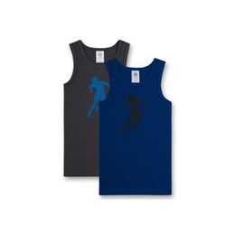 Unterhemd Sanetta "Unterhemd 2er Pack", Jungen, Gr. 92, N-Gr, blau (blau, grau), Obermaterial: 95% Baumwolle CO(Bio). 5% Elasthan EL., Unterhemden Unterhemd