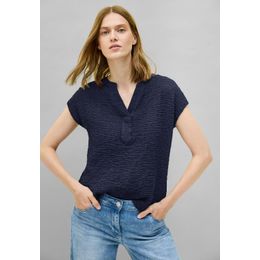 Kurzarmbluse Cecil, Damen, Gr. XS (36), blau (urban navy blau), Web, 99% Baumwolle, 1% Elasthan, unifarben, normal normal, Rundhals, abgesteppt, Blusen, aus Baumwolle mit Stretchanteil