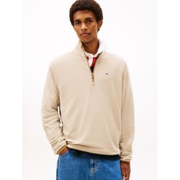 Fleecepullover Tommy Jeans "TJM FLAG POLAR FLEECE", Herren, Gr. M, gulf sand, Fleece, Obermaterial: 100% Polyester, regular fit, B&uuml;ndchen, Sweatshirts Fleecepullover, normale Passform, Troyer