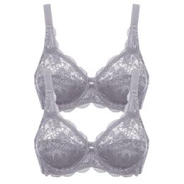 B&uuml;gel-BH SuSa "2er Pack B&uuml;gel BH Latina", Damen, Gr. 100, Cup D, lila (frosty lavender frosty lavender), Obermaterial: 77% Polyamid PA. 15% Baumwolle CO. 8% Elasthan EL., BHs B&uuml;gel-BH