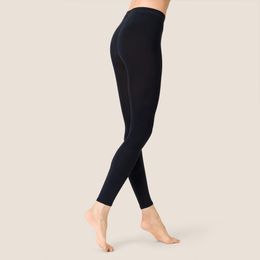 Strickstrumpfleggings Kunert "Leggings Sensual Cotton", Damen, Gr. 40-42, schwarz (marine 0360), Obermaterial: 64% Baumwolle CO. 31% Polyamid PA. 5% Elasthan EL., Strumpfhosen