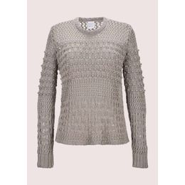 Madeleine Mode Longpullover MADELEINE "Pullover Pullover mit Ajour-Muster", Damen, Gr. 36/38, beige (cappuccino), Obermaterial: 50% Baumwolle CO. 50% Polyacryl PAN., Modern, normal, Pullover Longpullover