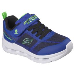 Sneaker Skechers "GLIDE-STEP LIGHTS", Damen, Gr. 27, schwarz, blau, Lederimitat, Textil, Schuhe Sneaker, Freizeitschuh mit Glide-Step, Gr&ouml;&szlig;enschablone zum Download