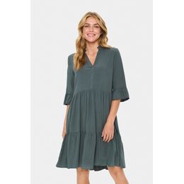 Saint Tropez "EdaSZ Dress" Sommerkleid, Tunikakleid mit Volant und 3/4 &Auml;rmel
