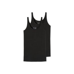 Unterhemd Schiesser "T-Shirt 2er Pack", Damen, Gr. XXL, N-Gr, schwarz, Obermaterial: 95% Baumwolle CO. 5% Elasthan EL., Unterhemden Unterhemd