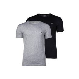 T-Shirt Emporio Armani "T-Shirt ENDURANCE 2er Pack", Herren, Gr. L, grau (schwarz, grau), Obermaterial: 95% Baumwolle CO. 5% Elasthan EL., Shirts T-Shirt