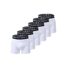 Jack & Jones Boxershorts JACK & JONES "Boxershort SENSE TRUNKS 3 PACK 6er Pack", Herren, Gr. L, wei&szlig;, Obermaterial: 95% Baumwolle CO. 5% Elasthan EL., Unterhosen