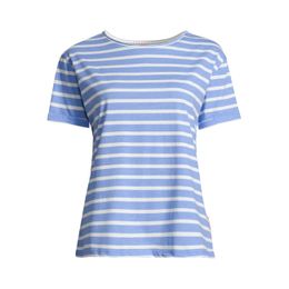 T-Shirt SALZHAUT "Shirt OPDEELEN", Damen, Gr. M, blau (sanftes wei&szlig;, sky), Obermaterial: 50% Baumwolle CO. 50% Polyester PES., Shirts T-Shirt