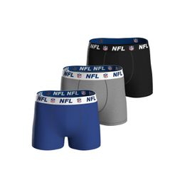 Boxershorts NFL "Boxershort NFL SHIELD 3pk Boxers 3er Pack", Herren, Gr. L, bunt (blau, grau, schwarz), Obermaterial: 95% Baumwolle CO. 5% Elasthan EL., Unterhosen