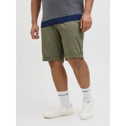 Jack & Jones PlusSize Chinoshorts "JPSTDAVE JJCHINO SHORTS SN AKM PLS", Herren, Gr. 44 (5XL), N-Gr, gr&uuml;n (dusty olive), Web, Obermaterial: 98% Baumwolle, 2% Elasthan, JACK & JONES PLUSSIZE, unifarben, regular fit knielang, Hosen Chinoshorts