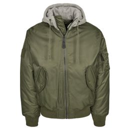 Anorak Brandit "Brandit Herren Hooded MA1 Bomber Jacket", Herren, Gr. S, olive, grau, 100% Polyester, unifarben, normal, ohne Ausschnitt, Jacken