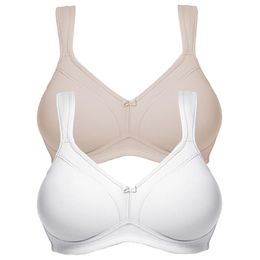 B&uuml;gelloser BH SuSa "2er Pack BH ohne B&uuml;gel Topsy", Damen, Gr. 100, Cup B, bunt (wei&szlig; cappuccino), Stoff, Obermaterial: 83% Polyester PES. 17% Elasthan EL., BHs