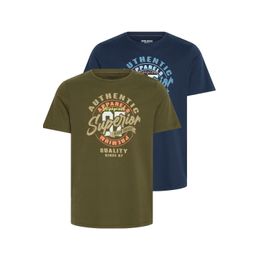 T-Shirt Blend "T-Shirt BHJace 2 Pack", Herren, Gr. M, gr&uuml;n (marineblaus, olive night), Obermaterial: 100% Baumwolle CO., Shirts T-Shirt
