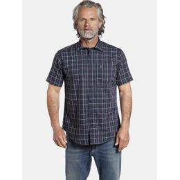 Kurzarmhemd Jan Vanderstorm "Kurzarmhemd FEELIKS", Herren, Gr. XXL, weit, blau (dunkelblau), Obermaterial: 67% Baumwolle CO. 30% Polyester COOLMAX PES(Coolmax). 3% Elasthan EL., Hemden