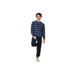 Schlafanzug Hajo "Pyjama", Herren, Gr. M, bunt (blau), Obermaterial: 83% Baumwolle CO. 17% Polyester PES., Homewear-Sets Schlafanzug
