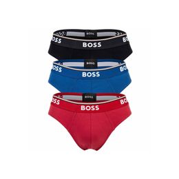 Slip BOSS "Slip Briefs 3P Power 3er Pack", Herren, Gr. L, bunt (rot, blau, schwarz), Obermaterial: 95% Baumwolle CO. 5% Elasthan EL., Unterhosen Slip