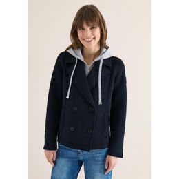 Cabanjacke Cecil, Damen, Gr. XL (44), blau navy, Stoff, Obermaterial 1: 93% Polyester, 7% Elasthan; Obermaterial 2: 82% Baumwolle, 18% Polyester, unifarben, comfort fit normal, ohne Ausschnitt, B&uuml;ndchen, Jacken
