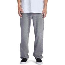 Straight-Jeans DC Shoes "Worker", Herren, Gr. 28(XS) / L&auml;nge 32(M), L&auml;nge 34, grau (grau wash), Obermaterial: 80% Walkfrottier, 20% Walkfrottier;, Jeans Straight-Jeans