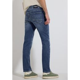 Slim-fit-Jeans Street One MEN, Herren, Gr. 32, L&auml;nge 30, indigo blau random wash, Jeans, 99% Baumwolle, 1% Elasthan, unifarben, lang, Jeans Slim-fit-Jeans, Middle Waist