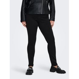 Skinny-fit-Jeans Only CARMAKOMA "CARSTORM LIFE PUSH UP HW SK JEANS NOOS", Damen, Gr. 48, L&auml;nge 32, schwarz, Denim/Jeans, Obermaterial: 53% Viskose, 29% Baumwolle, 17% Polyester, 1% Elasthan, clean, skinny fit lang, Jeans