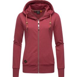 Kapuzensweatjacke Ragwear "Paya Intl.", Damen, Gr. XS (34), lila (beere), Material: 50% Baumwolle, 50% Polyester, tailliert h&uuml;ftbedeckend, hoch geschlossener Ausschnitt, eng Rippb&uuml;ndchen, Sweatjacken, sportlicher Damen Kapuzensweater mit Kordeln