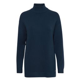 Strickfleece-Pullover oxmo "Strickpullover OXRatina", Damen, Gr. S, blau (total eclipse), Obermaterial: 50% Viskose CV. 27% Nylon NY. 23% Polyester PES., Pullover