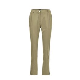 Stoffhose GOLDNER "Kurzgr&ouml;&szlig;e Sportive Hose Carla aus Satin", Damen, Gr. 21, K-Gr, gr&uuml;n (schilf), Obermaterial: 64% Baumwolle CO. 33% Polyester PES. 3% Elasthan EL., Hosen Stoffhose