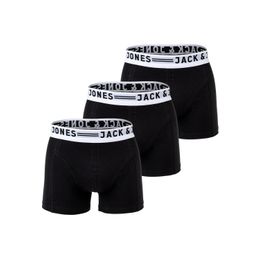 Jack & Jones Boxershorts JACK & JONES "Boxershort SENSE TRUNKS 3 PACK 3er Pack", Herren, Gr. L, schwarz (schwarz, wei&szlig;), Obermaterial: 95% Baumwolle CO. 5% Elasthan EL., Unterhosen