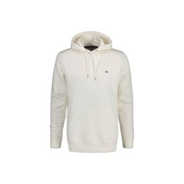 Sweatshirt Gant "Sweatshirt REGULAR SHIELD HOODIE", Herren, Gr. L, wei&szlig; (ecru), Obermaterial: 78% Baumwolle CO. 22% Polyester PES., Sweatshirts Sweatshirt