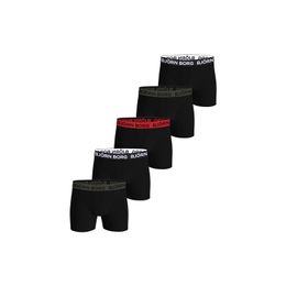 Bj&ouml;rn Borg Boxershorts BJ&Ouml;RN BORG "Boxershort Cotton Stretch Trunks Big Logo 5P 5er Pack", Herren, Gr. L, schwarz (schwarz, rot, gr&uuml;n), Obermaterial: 95% Baumwolle CO. 5% Elasthan EL., Unterhosen