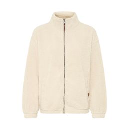 Sweatjacke oxmo "Trainingsjacke OXBerina", Damen, Gr. L, beige (oatmeal), Obermaterial: 100% Polyester PES., Sweatjacken Sweatjacke