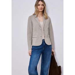 Jackenblazer Street One, Damen, Gr. 34, beige (light terra mocha), Web, Obermaterial: 71% Polyester, 26% Viskose, 3% Elasthan, unifarben, tailliert h&uuml;ftbedeckend, tiefer V-Ausschnitt, Blazer, mit Piqu&eacute;-Struktur