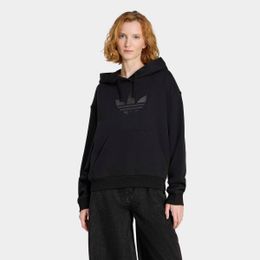 Kapuzensweatshirt adidas originals "TREFOIL HOODIE", Damen, Gr. S, schwarz, Obermaterial: 100% Baumwolle, angesetztes B&uuml;ndchen, Sweatshirts