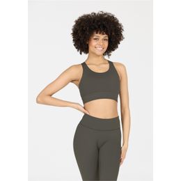 ENDURANCE ATHLECIA Sport-BH ATHLECIA "Lavigne", Damen, Gr. S, dunkelbraun, 77% Polyester, 23% Elasthan, unifarben, BHs Sport-BH, Mit Quick-Dry-Funktion