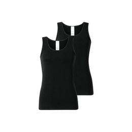 Unterhemd Schiesser "Unterhemd 2er Pack", Damen, Gr. L, N-Gr, schwarz, Obermaterial: 95% Baumwolle CO. 5% Elasthan EL., Unterhemden Unterhemd