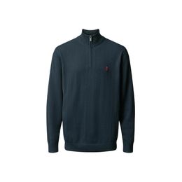 Strickpullover MCS "MCS Sweater MCEli", Herren, Gr. L, blau (schwarz sapphire), Obermaterial: 100% Baumwolle, Pullover Strickpullover