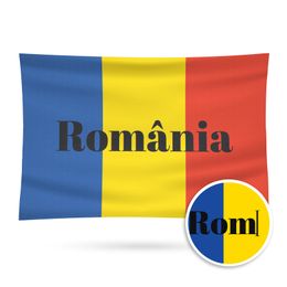 Rum&auml;nien Flagge mit Wunschtext | Fanartikel f&uuml;r EM & WM | Rum&auml;nien Fahne im Wunschformat | L&auml;nderflaggen & Nationalflaggen online bedrucken