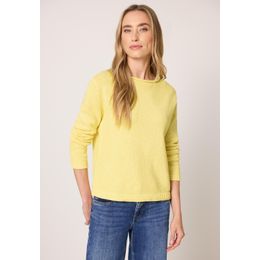 Strickpullover Street One, Damen, Gr. 46, bloom gelb, Web, 100% Baumwolle, unifarben, comfort fit normal, U-Boot-Ausschnitt, B&uuml;ndchen, Pullover Strickpullover, aus reiner Baumwolle