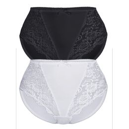 Sassa Mode Miederslip SASSA "2er Pack Miederslip CLASSIC LACE", Damen, Gr. 44, bunt (schwarz wei&szlig;), Obermaterial: 85% Polyamid PA. 15% Elasthan EL., Unterhosen