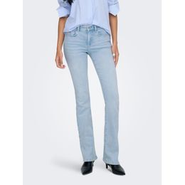 Bootcut-Jeans Only "ONLBLUSH MID FLARED DNM CRO495 NOOS", Damen, Gr. M, L&auml;nge 30, light blau bleached denim, Denim/Jeans, Obermaterial: 92% Baumwolle, 6% Elastomultiester, 2% Elasthan, unifarben, regular fit lang, Jeans, helle Waschung, normale Leibh&ouml;he, ausgestellte Beinform