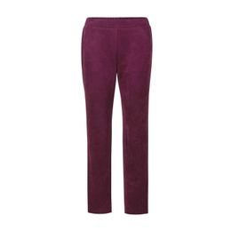 Chinohose GOLDNER "Hose LOUISA in Veloursleder-Optik", Damen, Gr. 44, N-Gr, pink (beere), Obermaterial: 95% Polyester PES. 5% Elasthan EL., Hosen Chinohose