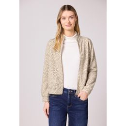 Cardigan Street One, Damen, Gr. 46, cotton beige, Stoff, 73% Polyester, 25% Viskose, 2% Elasthan, gemustert, normal normal, hoch geschlossener Ausschnitt, B&uuml;ndchen, Strickjacken, mit Struktur-Muster