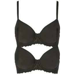 T-Shirt-BH Nina von C. "2er Pack Spacer BH mit B&uuml;gel Millefleurs", Damen, Gr. 85, Cup B, schwarz (schwarz schwarz), Obermaterial: 85% Polyamid PA. 15% Elasthan EL., BHs T-Shirt-BH