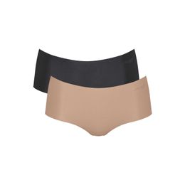 Panty Sloggi "Panty Zero Microfiber Shorts 2.0 2er Pack", Damen, Gr. XL, schwarz (schwarz, nude), Obermaterial: 76% Polyamid PA. 24% Elasthan EL., Unterhosen Panty