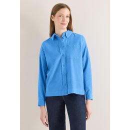 Langarmbluse Cecil, Damen, Gr. S (38), fountain blau, Web, 100% Baumwolle, unifarben, klassisch normal, V-Ausschnitt, B&uuml;ndchen, Blusen, aus reiner Baumwolle
