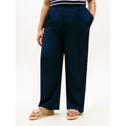 Anzughose Tommy Hilfiger Curve "CRV VIS TWILL PULL ON STR PANTS", Damen, Gr. 52, N-Gr, blau (schwarz night navy), Web, Obermaterial: 100% Viskose, unifarben, regular fit normal, Hosen Anzughose, in gro&szlig;en Gr&ouml;&szlig;en