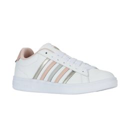 Sneaker K-Swiss "COURT TIEBREAK II", Damen, Gr. 37, wei&szlig; (wei&szlig;, cameo rose, wei&szlig;), Leder, Schuhe Sneaker