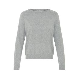 Strickfleece-Pullover oxmo "Strickpullover OXBMMNORA RAGLAN JUMPER", Damen, Gr. L, grau (mid grau melange), Obermaterial: 52% Viskose CV. 28% Polyester PES. 20% Polyamid PA., Pullover