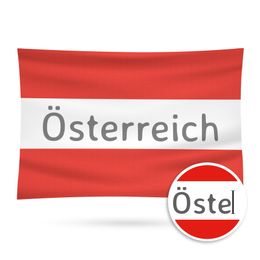 &Ouml;sterreich Flagge mit Wunschtext | Fanartikel f&uuml;r EM & WM | &Ouml;sterreich Fahne im Wunschformat | L&auml;nderflaggen & Nationalflaggen online bedrucken