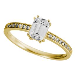 Goldring Firetti "Schmuck Geschenk Gold 333 Vorsteckring Verlobung Baguette Lab Grown" Gr. 16, gelbgoldfarben, Fingerringe, Damen, 16, 1,02 VS = sehr kleine Einschl&uuml;sse, Diamanten Gelbgold 333, 1,7mm, Diamanten, Gelbgold 333, Goldring, mit Brillanten